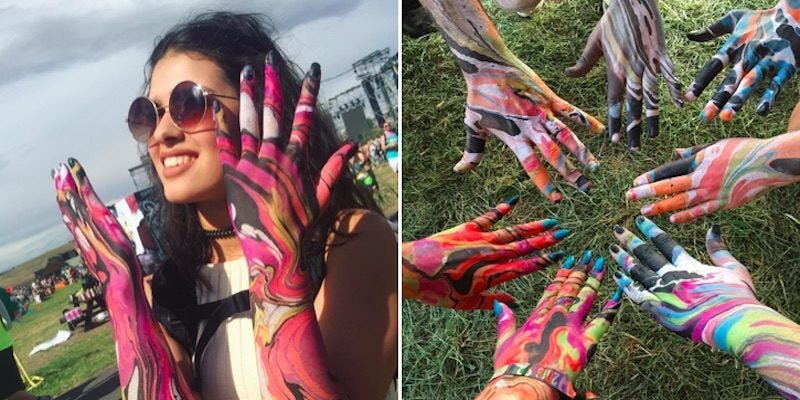Festival-Goers Are Turning Their Bodies Into Trendy Pieces Of Marble Art