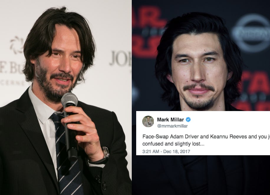 This Adam Driver & Keanu Reeves Face Swap Meme Is Turning The Internet ...